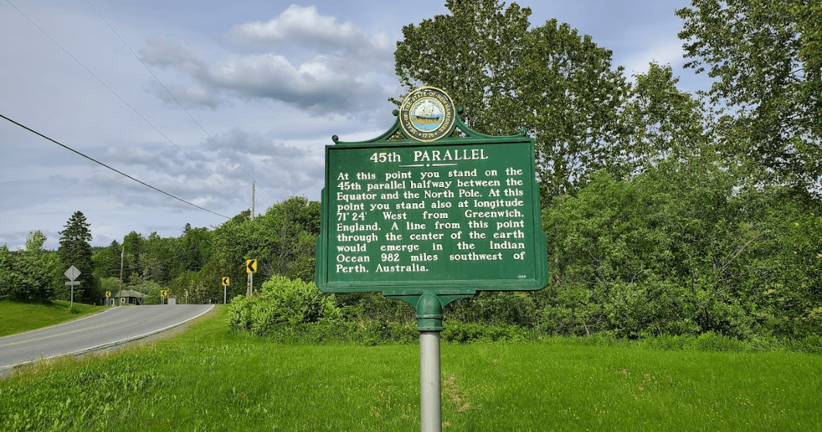 45th Parallel New Hampshire: Half Way Point North Pole & Equator