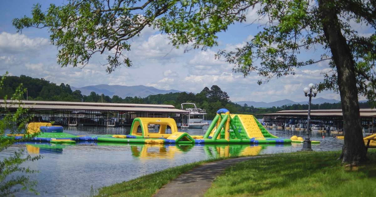 Marina Station In Georgia Is A Floating Water Park On A Lake