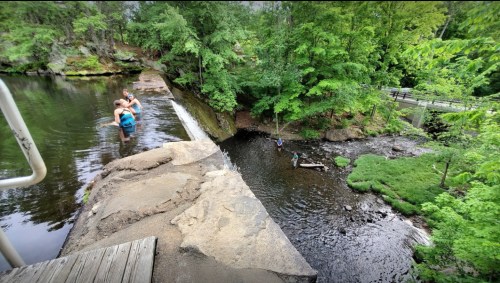 Puffer’s Pond In Amherst, Massachusetts Is A Beach With A Waterfall
