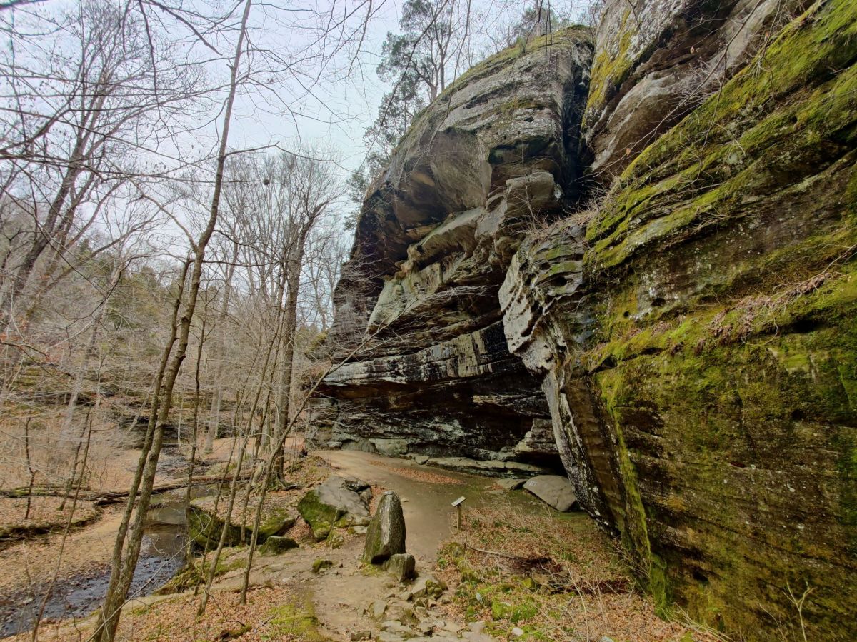 Rock Formations And A Cave In Shawnee National Forest In Illinois