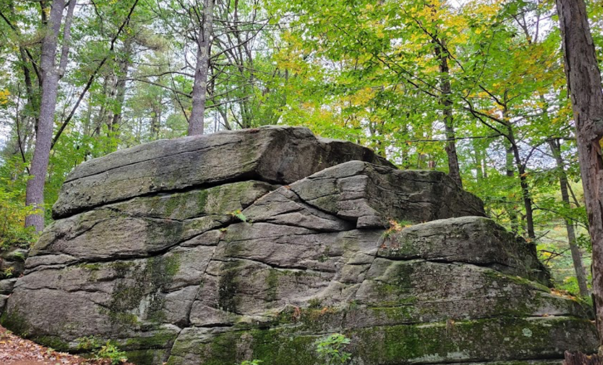 Take A Hike On A Trail With Rock Formations In Massachusetts