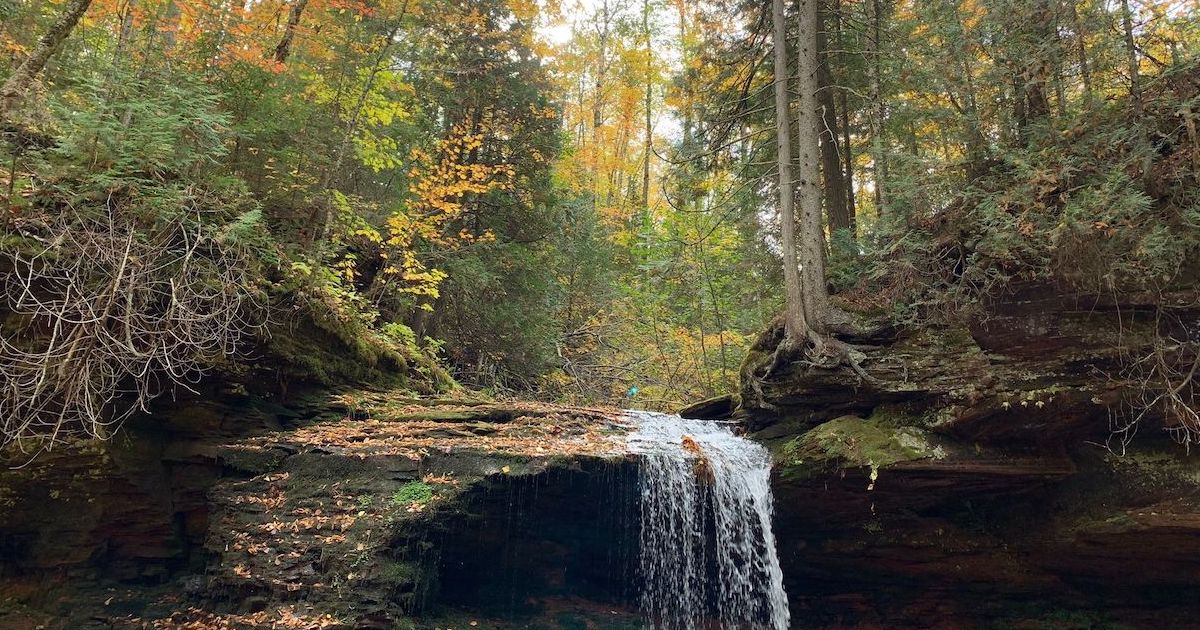 Lost Creek Falls In Wisconsin Is Surrounded By Fall Colors
