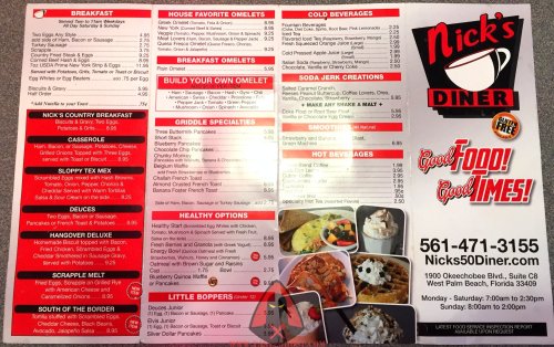 Nick's Diner, West Palm Beach: One Of The Best Diners In Florida