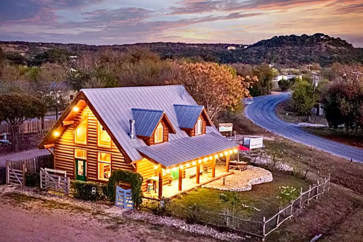 Spend a Cozy Winter in Texas at This Rustic Log Cabin
